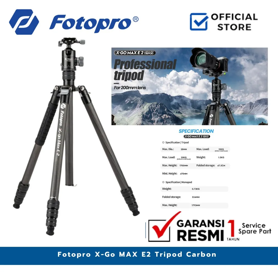 Fotopro X-Go Max E 2 + 62Q Tripod Carbon Fotopro XGO Max E2 | Tripod dan Monopod | Tas Kamera ...