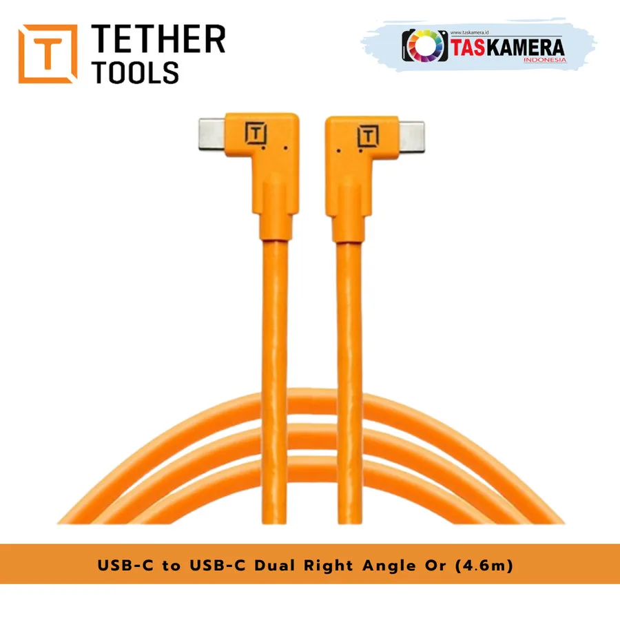 Tether Tools USB C to USB C Dual Right Angle Orange (4.6m) Tether Pro ...