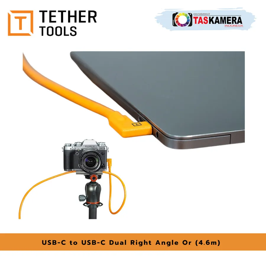 Tether Tools USB C to USB C Dual Right Angle Orange (4.6m) Tether Pro ...